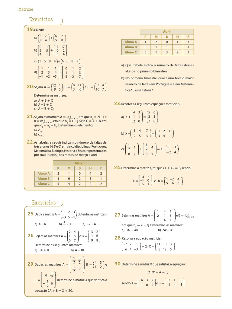 Exercícios Matrizes PDF | PDF