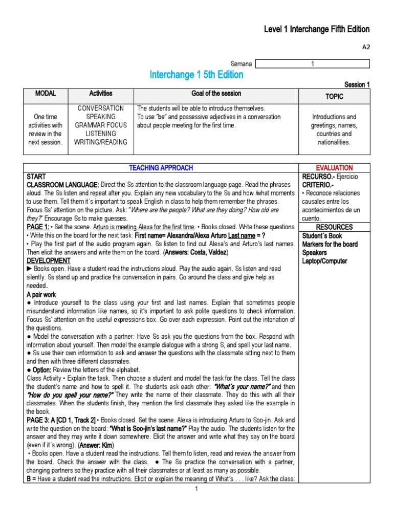 Level 1 Interchange A2 Activities Guide | PDF | Communication | Linguistics