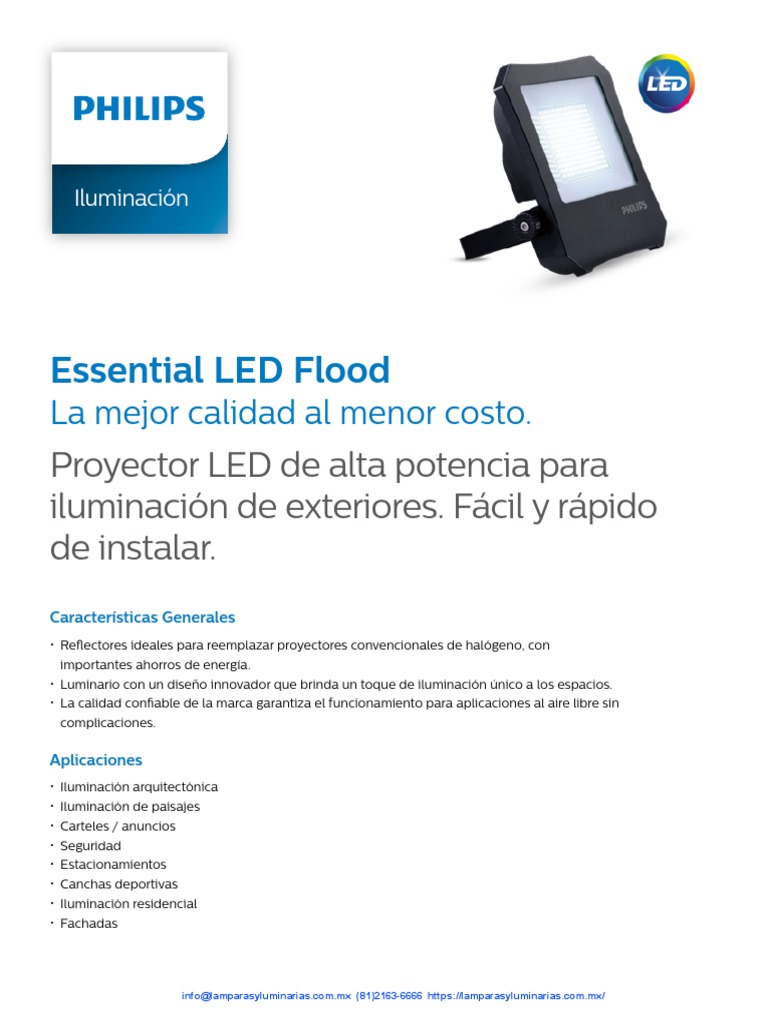 Essential-LED-Flood-Philips | PDF | Diodo emisor de luz | Electricidad