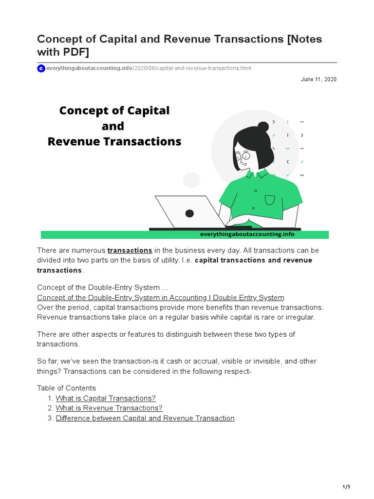 Concept of Capital and Revenue Transactions | PDF | Expense | Revenue