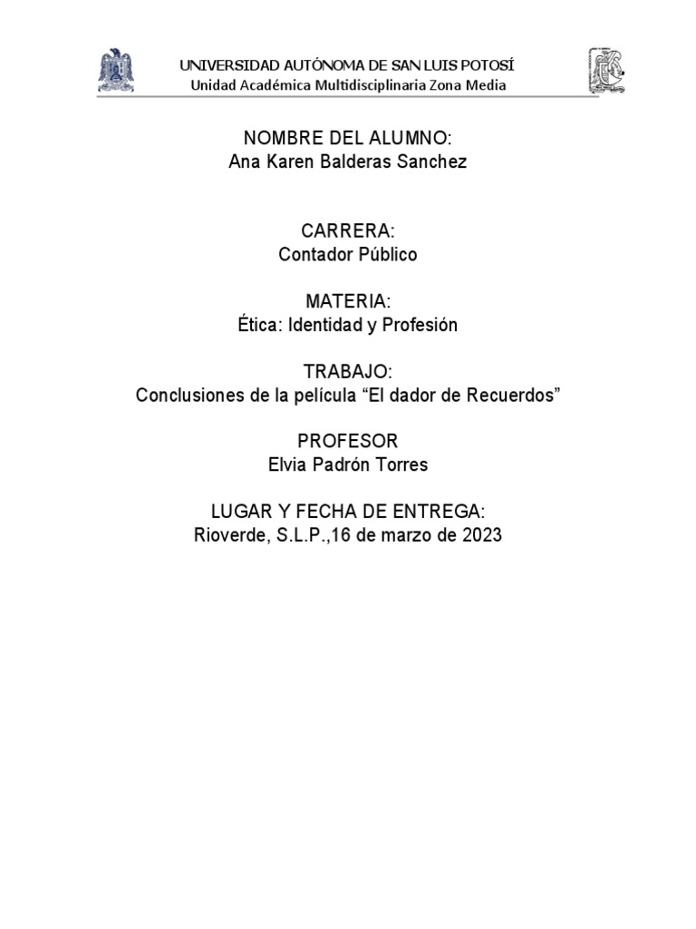 Pelicula El Dador de Recuerdos | PDF