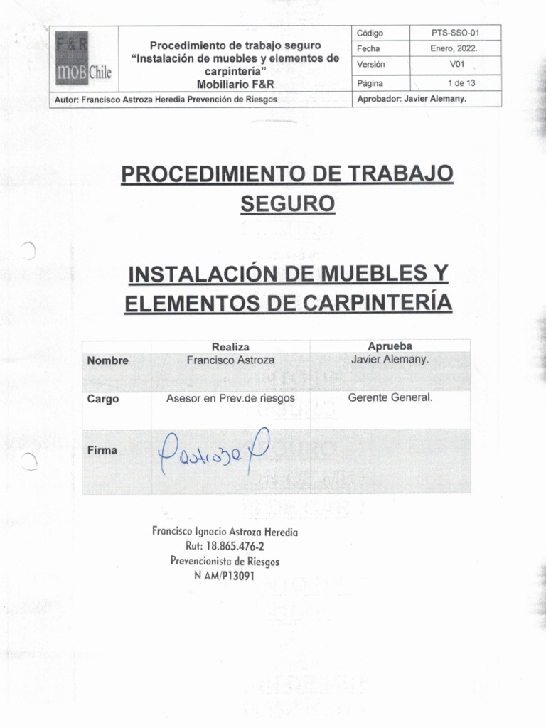 Procedimiento Trabajo Seguro | PDF