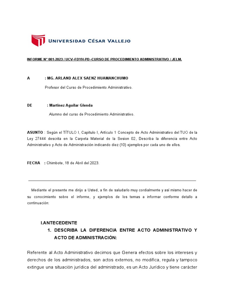 Diferencias y Ejemplos de Actos Administrativos | PDF | Administración Pública | Gobierno