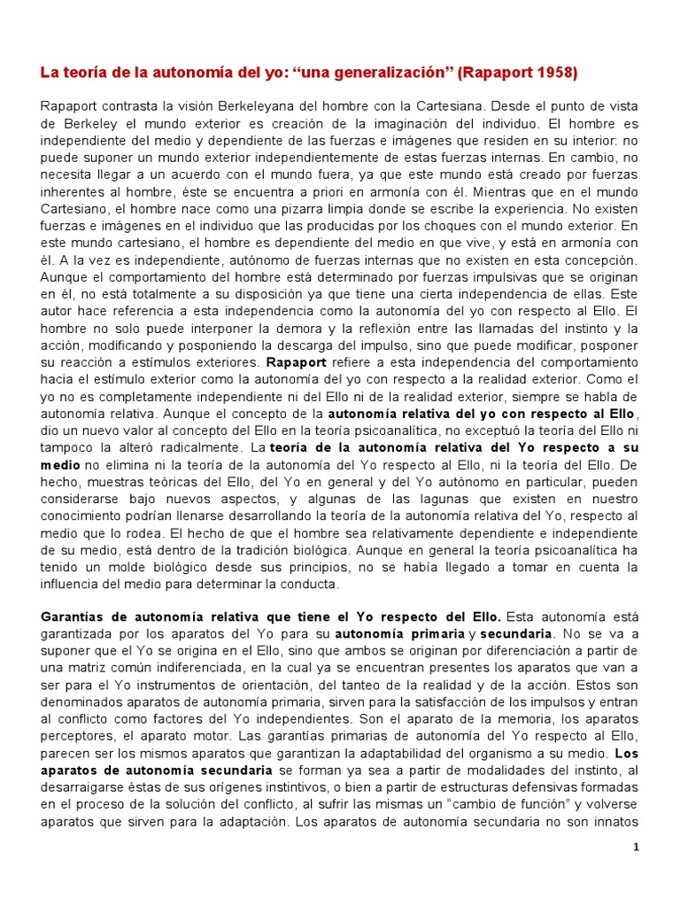 PRIMER PRC La Teoría de La Autonomía Del Yo | PDF | Carné de identidad ...