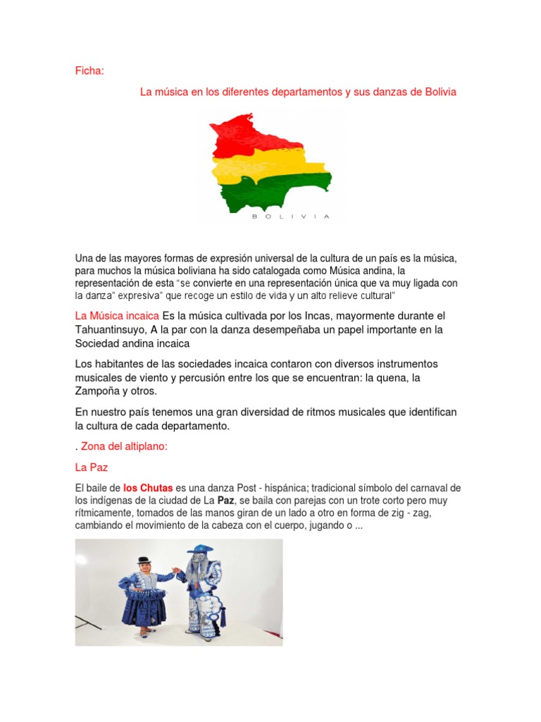 Ficha..... La Musica y Danzas de Bolivia | PDF | Bailes | Bolivia