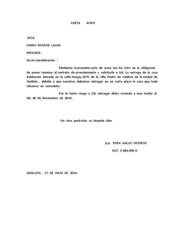 CARTA AVISO.docx | PDF