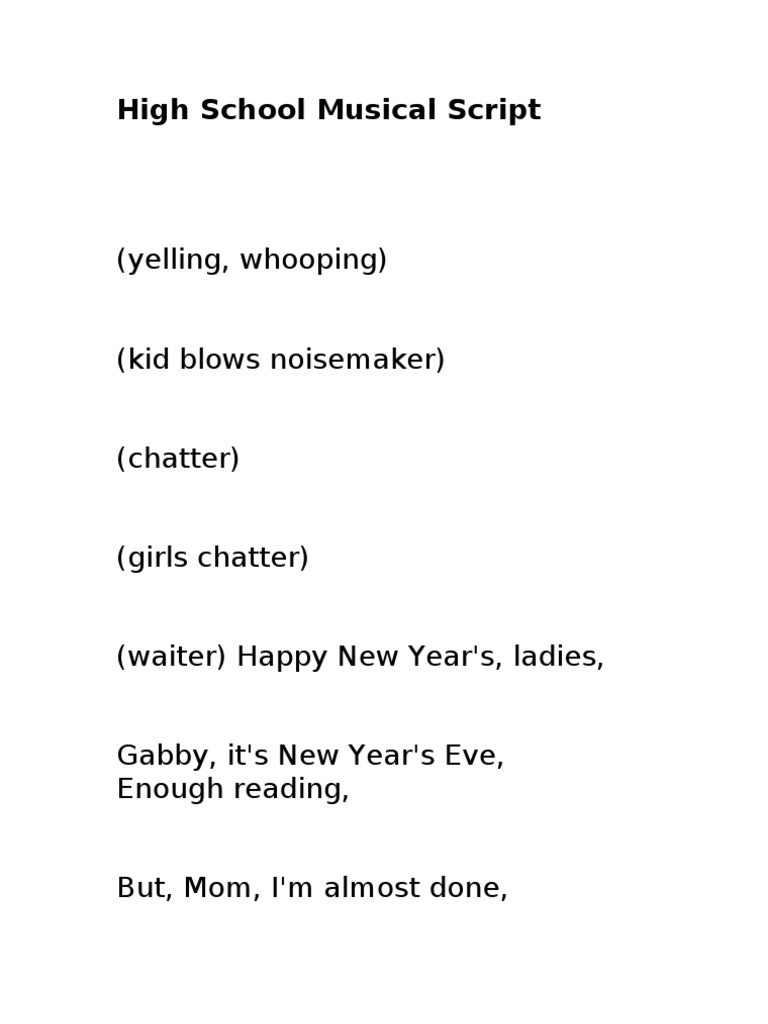 High School Musical Script | PDF | Leisure | Entertainment (General)