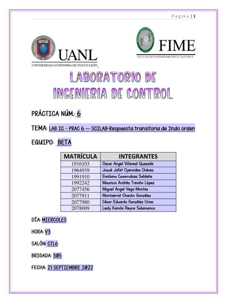 Lab Ic-Prac 6-Scilab-B305-V3-2077911 | PDF | Ingeniería Informática | Ciencias fisicas