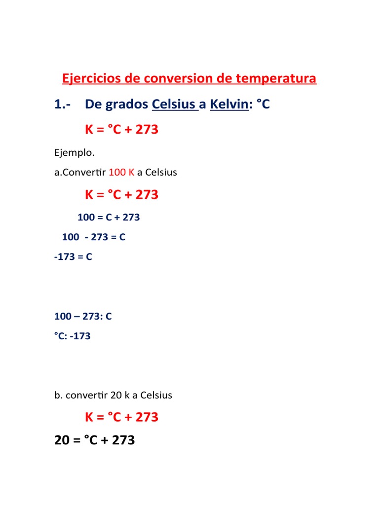Ejercicios de Conversion de Temperatura | PDF