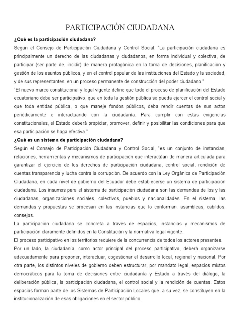 Comprendiendo la participación ciudadana: su definición, sistemas ...