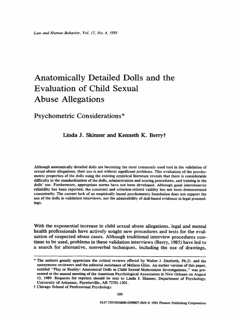 An Evaluation Of The Psychometric Properties Of Anatomically Detailed