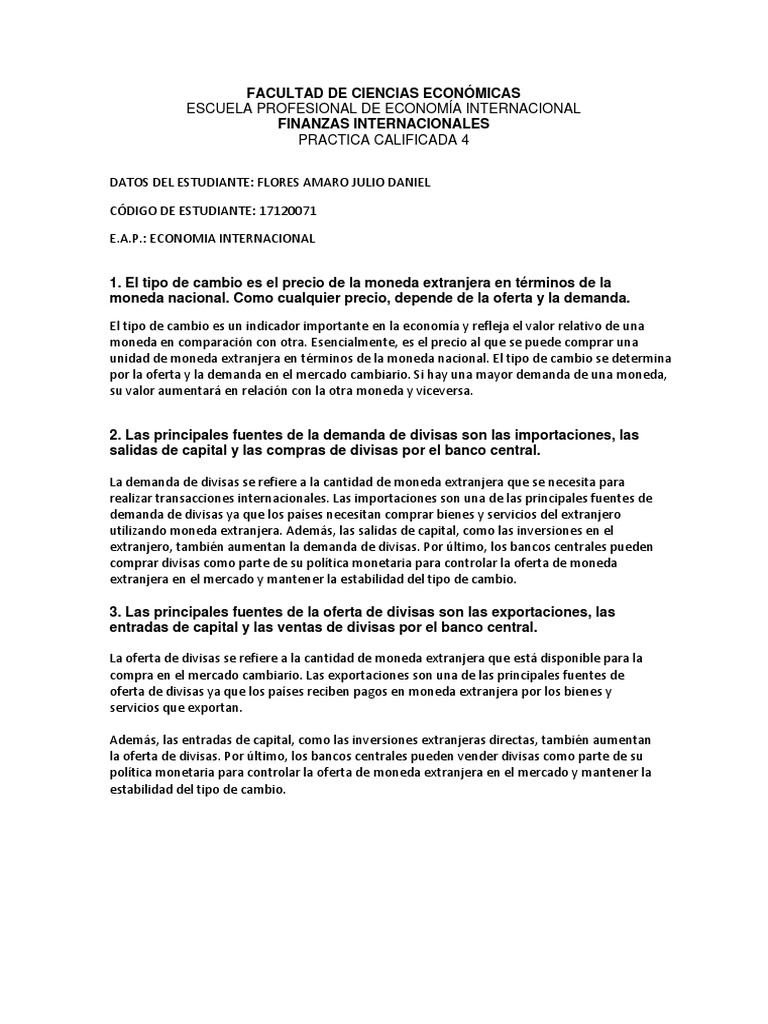 Practica Calificada 4 | PDF | Tipo de cambio | Moneda