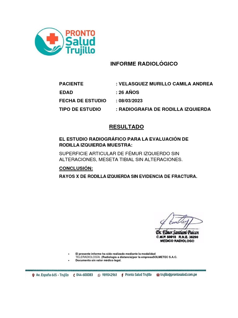 Informe Radiológico | PDF