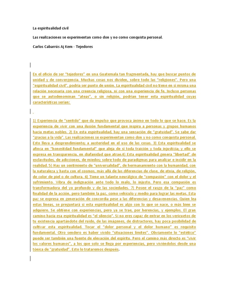 La Espiritualidad Civil - Carlos Cabarrús | PDF | Experiencia ...