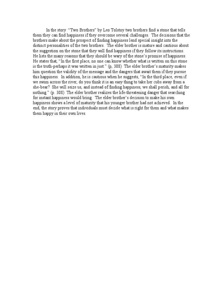 Two Brothers Character Analysis | PDF