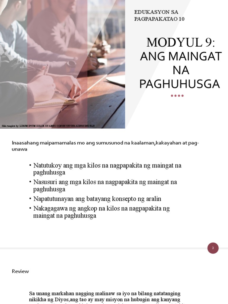EsP 10 Modyul 9 Ang Maingat Na Paghuhusga | PDF