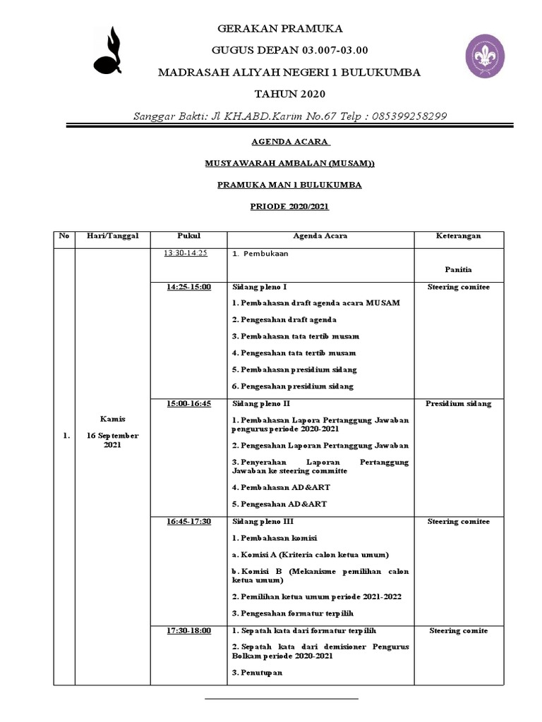 Draft Agenda Acara | PDF