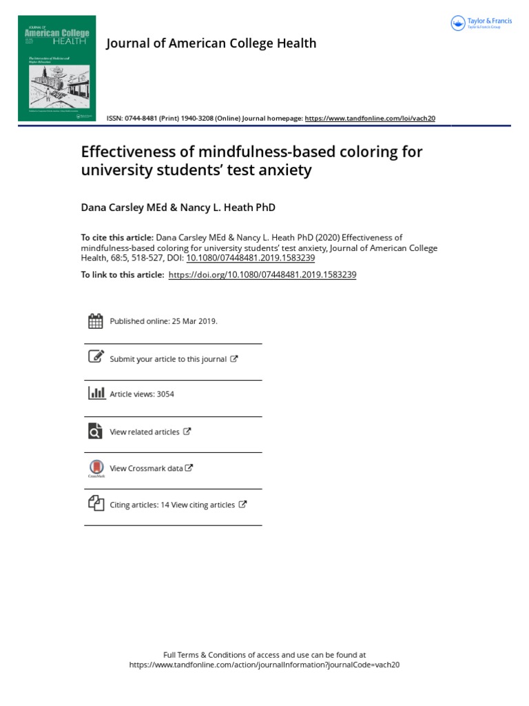 Effectiveness of Mindfulness Based Coloring For University Students ...