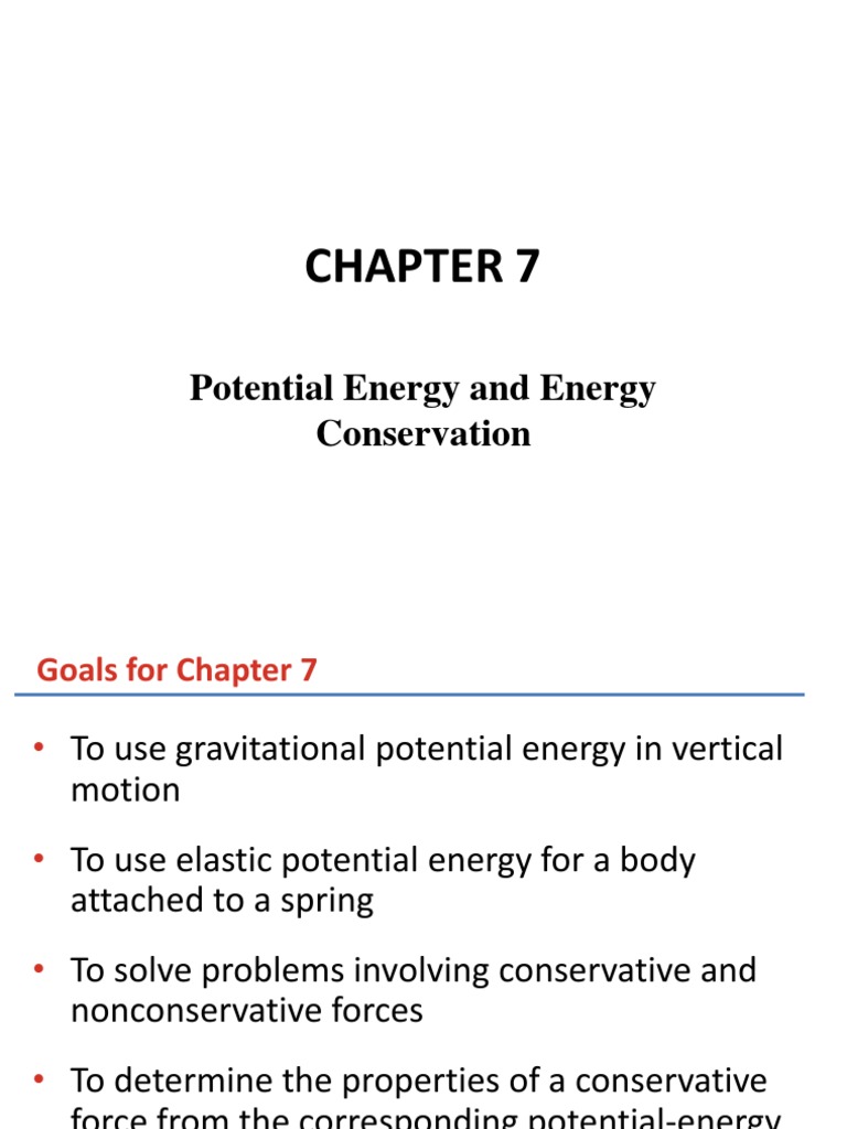 CHAPTER 7 Potential Energy and Energy Conservation | PDF