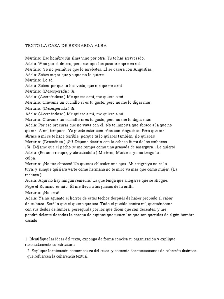 Texto La Casa de Bernarda Alba | PDF