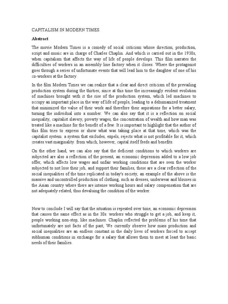 Capitalism in Modern Times | PDF | Capitalism | Economies