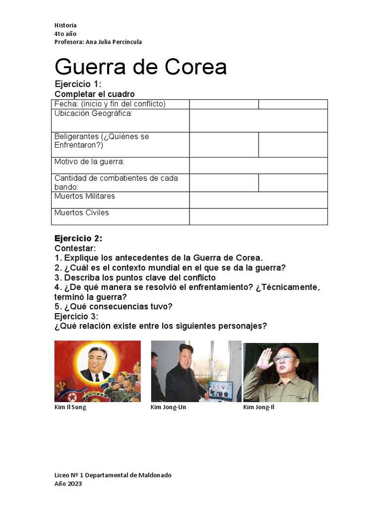Ficha de La Guerra de Corea | PDF