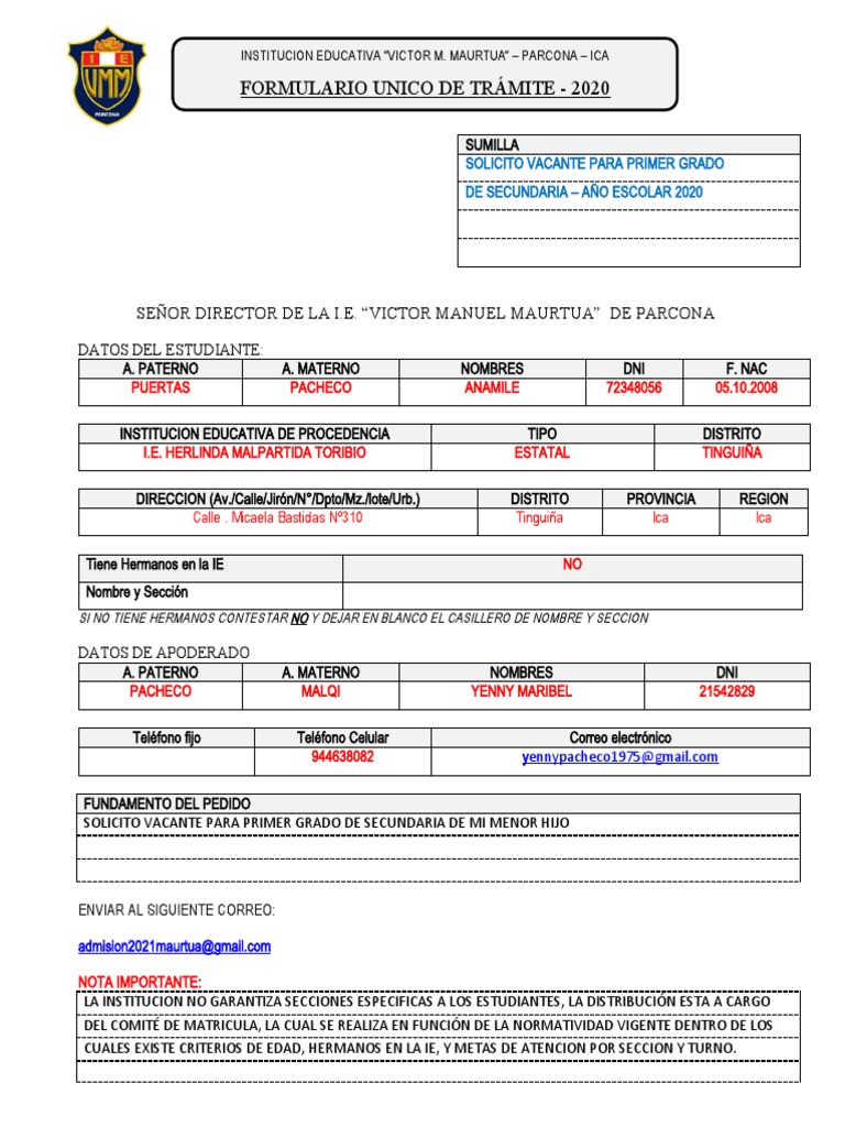 Fut - Vacante 1° - 2020 | PDF