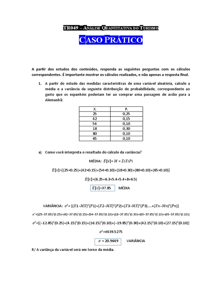 Caso Pratico - Análise Quantitativa Do Turismo | PDF
