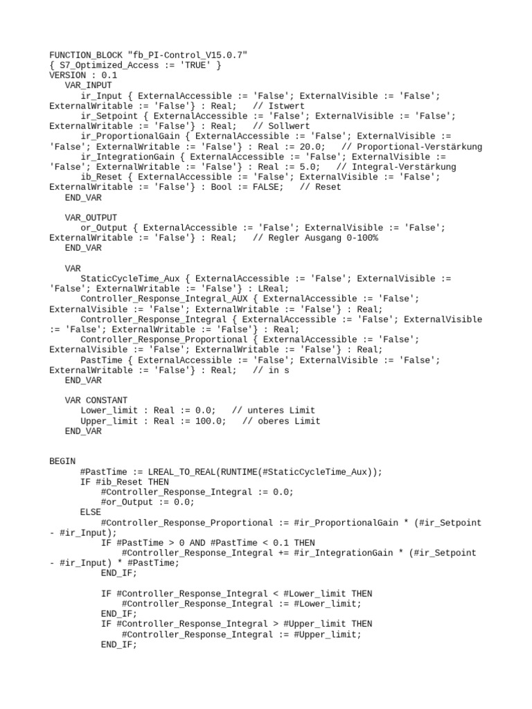 FB PID-Control V15.0.6.scl | PDF | Computer Engineering | Electronic Engineering