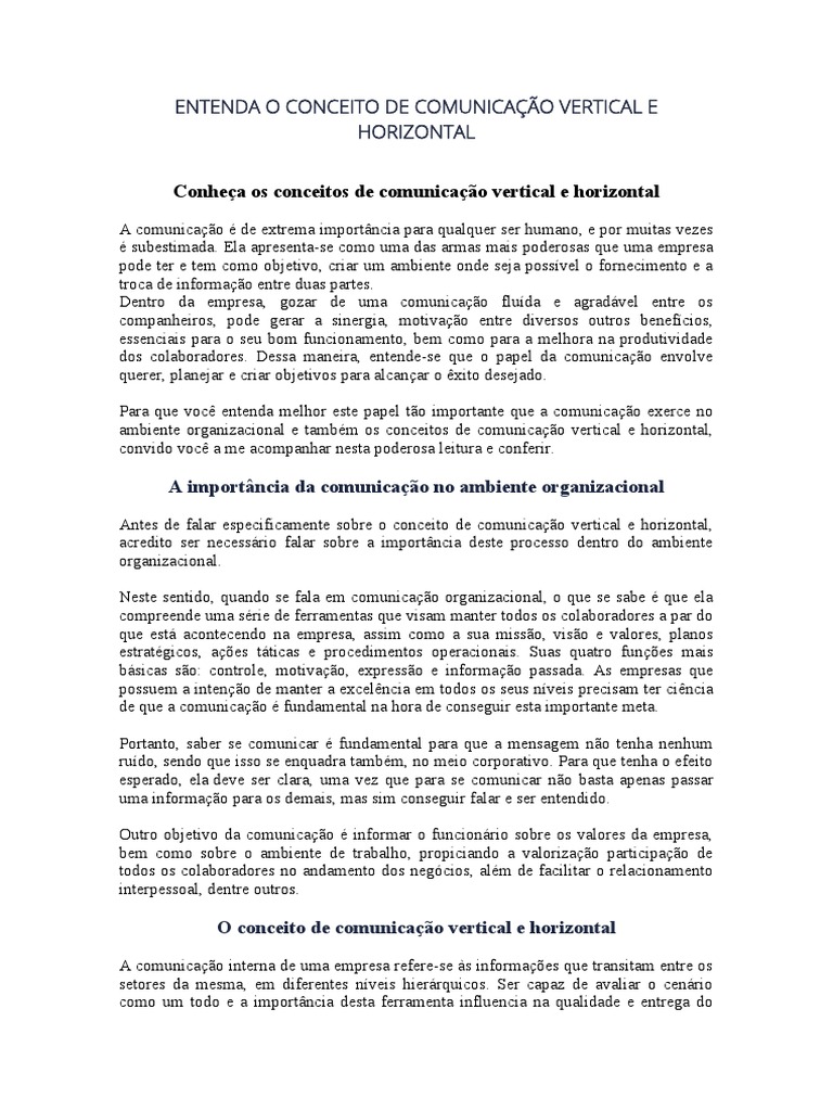 Comunicação Vertical e Horizontal nas Empresas | PDF | Comunicação ...