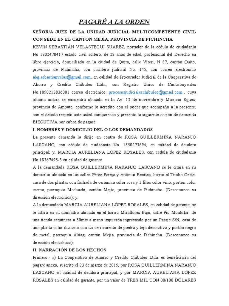 Pagaré A La Orden | PDF | Demanda judicial | Pagaré