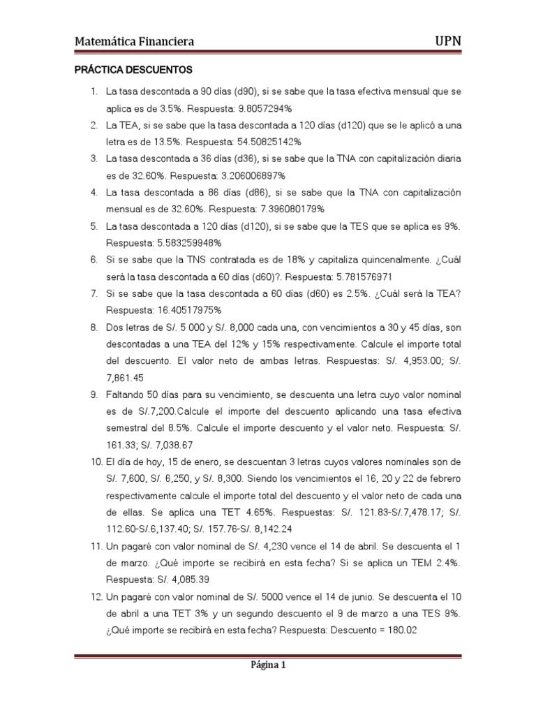 PD6 Descuentos-2020-1 - Solucionario | PDF