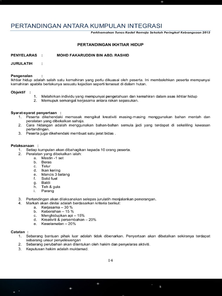 Modul contoh aktiviti dan pertandingan TKRS | PDF