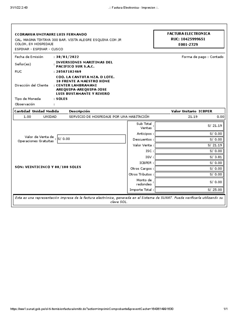 2729 - Factura Electronica - Impresion | PDF | Tecnología bancaria | Pagos