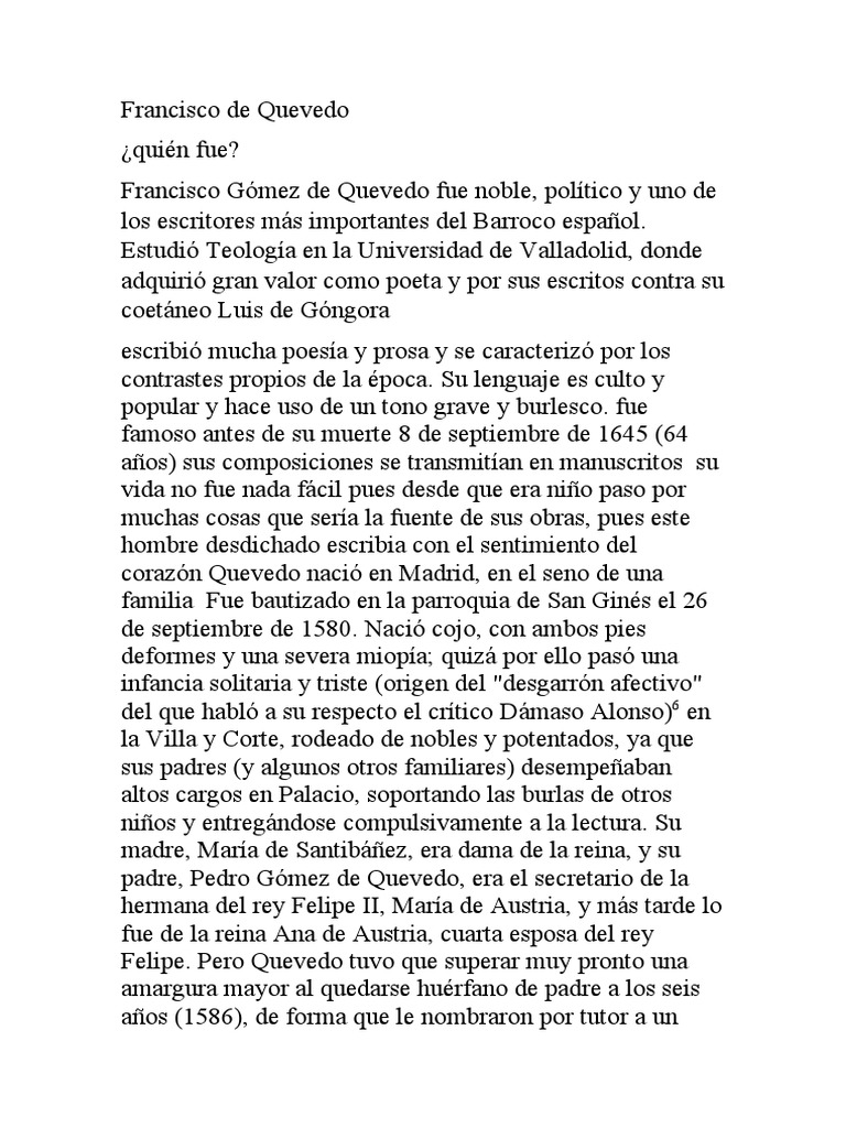 Francisco de Quevedo | PDF