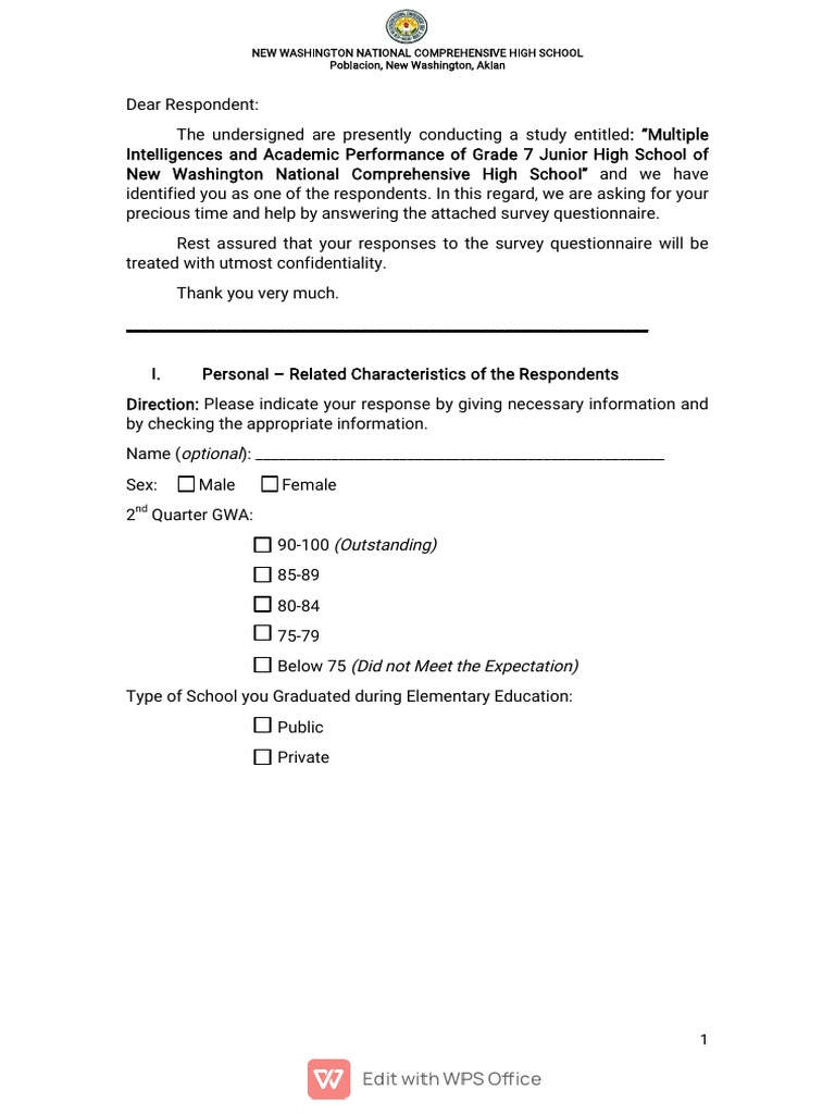 Share MI OF GRADE 7 JHS STUDENTS PDF | PDF | Questionnaire | Cognitive ...