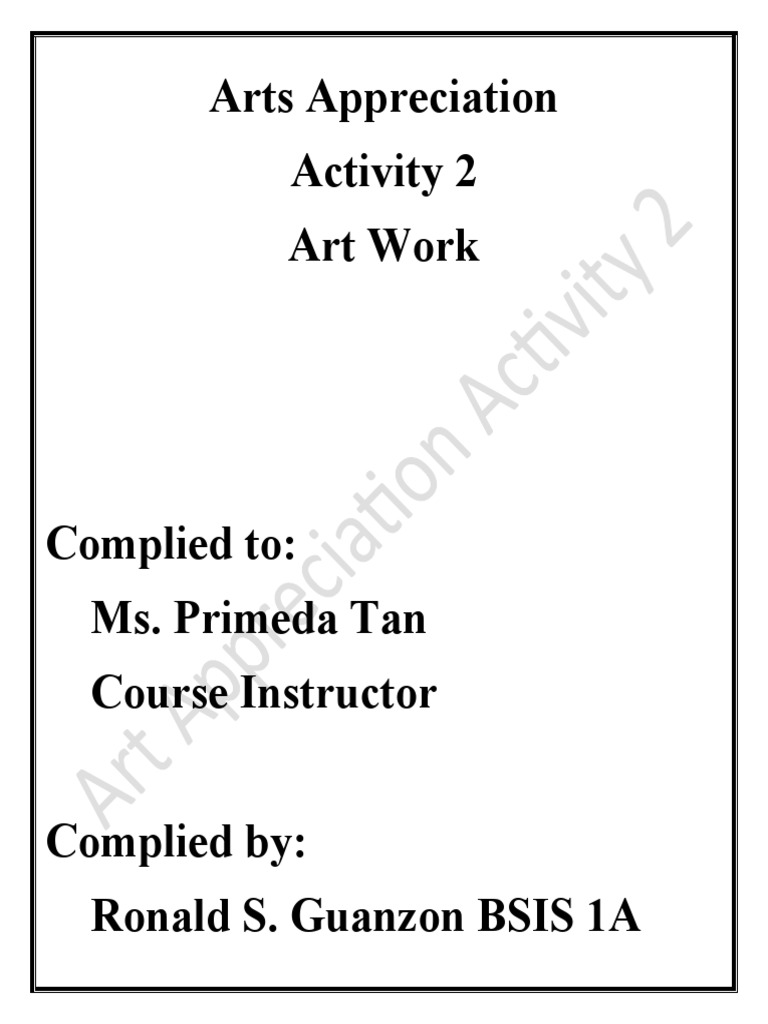 Arts Appreciation Assignment | PDF