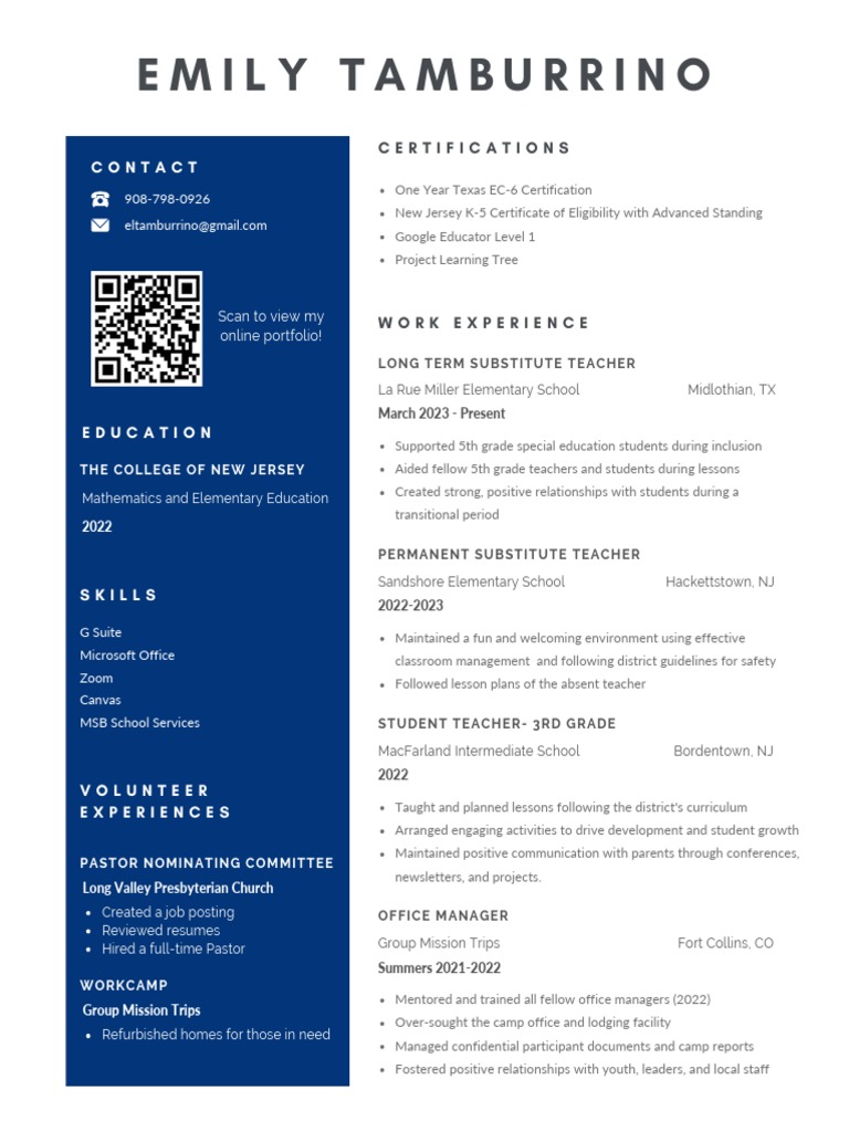 Tamburrino 2023 Resume | PDF | Teachers | Pedagogy