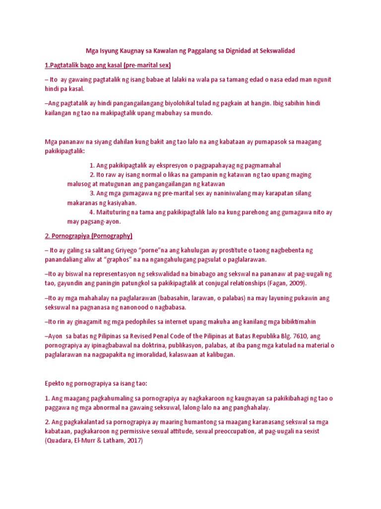 Mga Isyung Kaugnay Sa Kawalan NG Paggalang Sa Dignidad at Sekswalidad | PDF