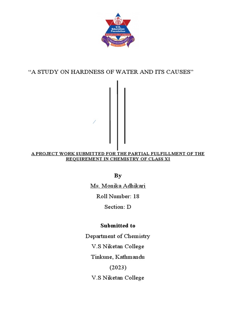 Chemistry Project Work on Hardness of Water | PDF | Salt (Chemistry ...