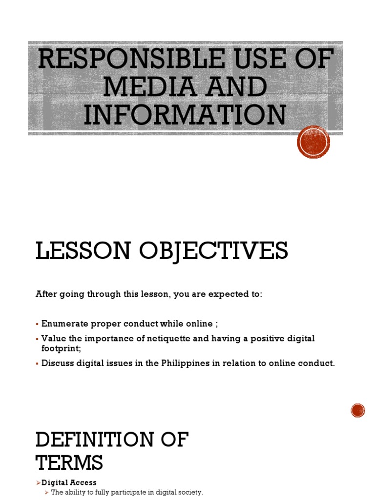 Responsible Use of Media and Information | PDF | Online And Offline ...