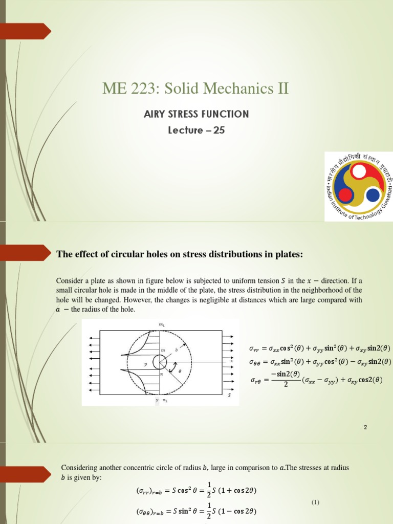 ME223-Lecture 25 Airy Stress Function | PDF | Stress (Mechanics) | Equations