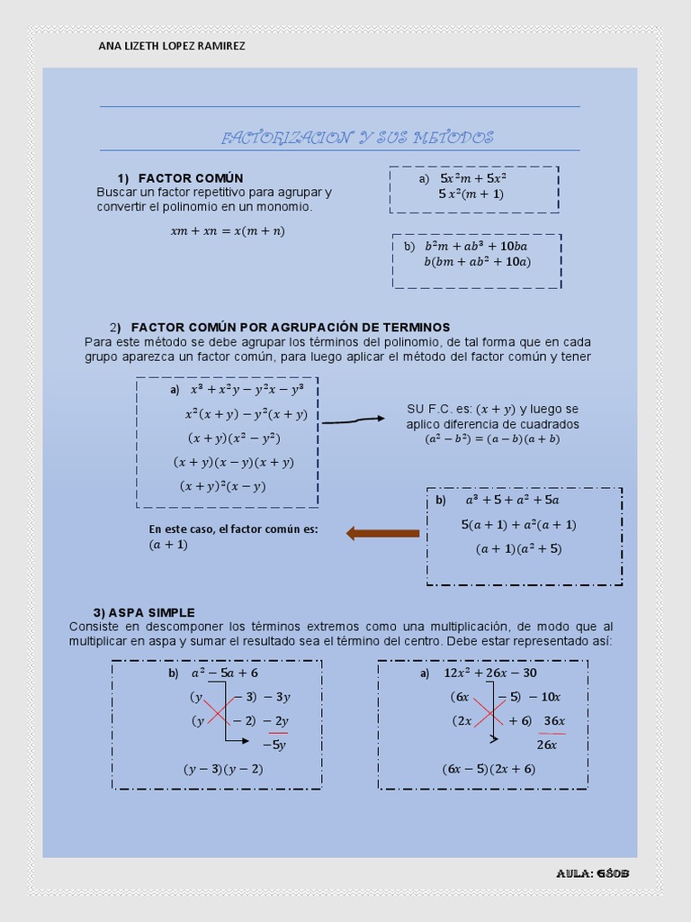 Factorizacion A | PDF | Factorización | Álgebra