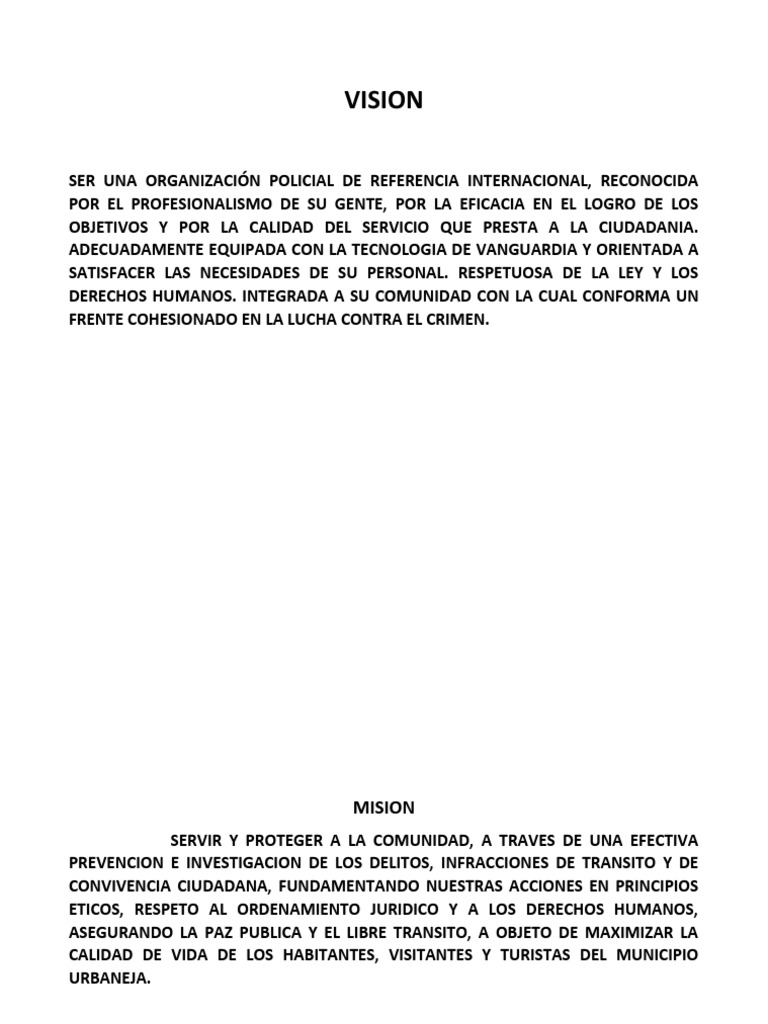 Vision y Mision Policia | PDF