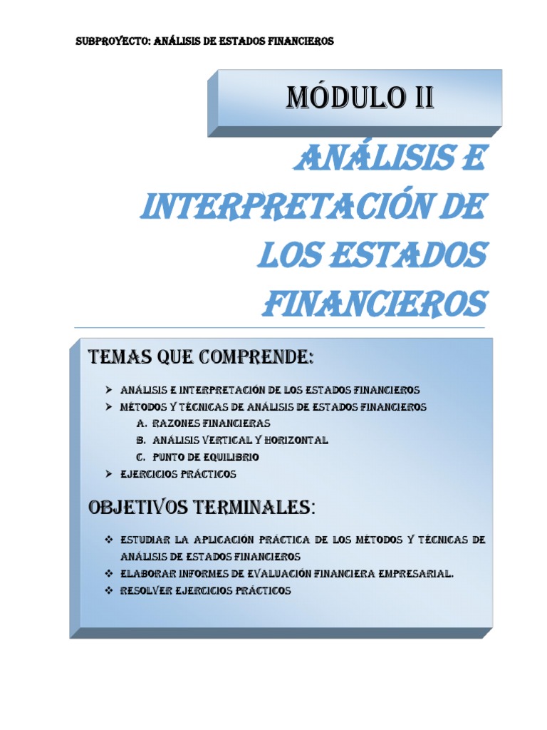Análisis e Interpretación de Estados Financieros | PDF | Estado financiero | Rentabilidad sobre ...
