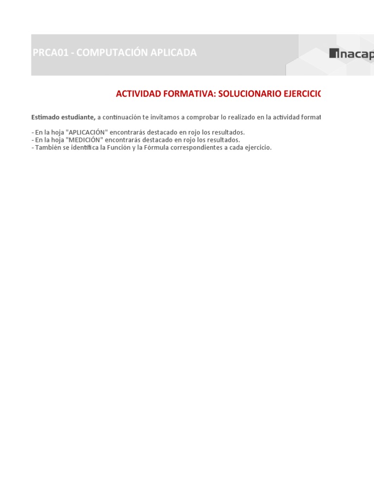 Prca01 - Computación Aplicada: Actividad Formativa: Solucionario Ejercicios Parte 2 | PDF ...