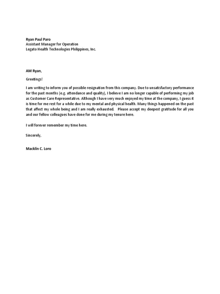 Resignation Letter | PDF
