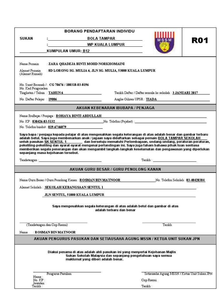 Borang R01 | PDF