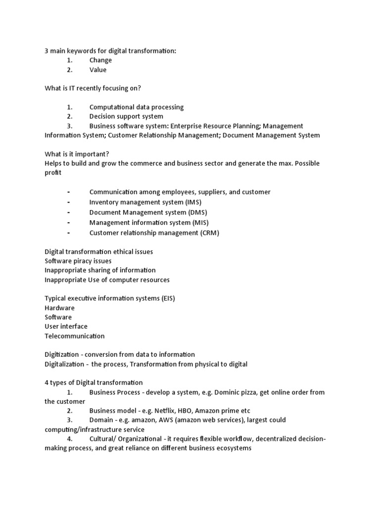 Digital Transformation Key Concepts | PDF | Business Process | Amazon ...