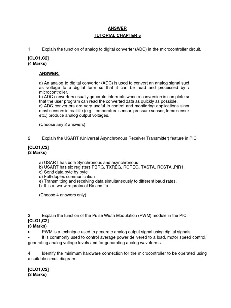 Tutorial Chapter 5 - Answer | PDF | Analog To Digital Converter | Microcontroller